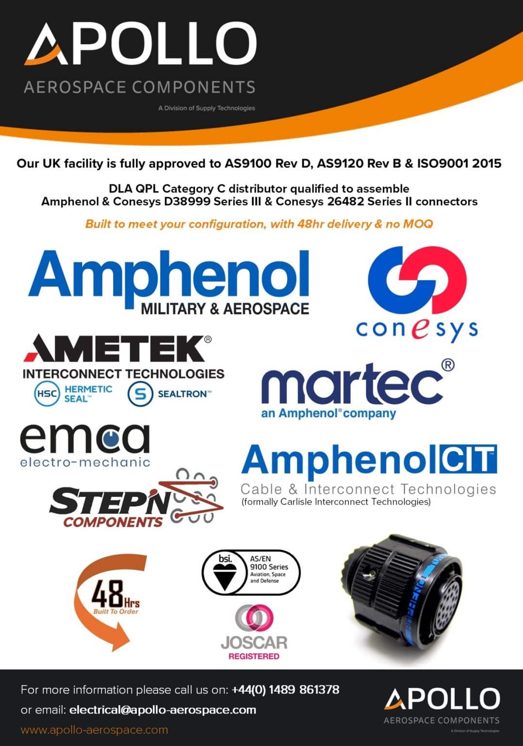 Aerospace Electrical Connectors Supplies | Apollo Aerospace Components